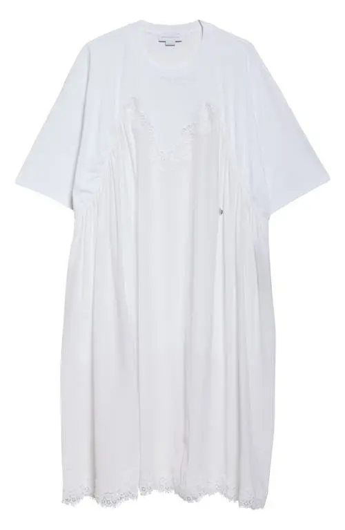 Stella Mccartney Lace Trim T-Shirt Dress In Pure White - 65% Off